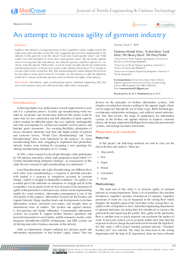 (PDF) An attempt to increase agility of garment industry