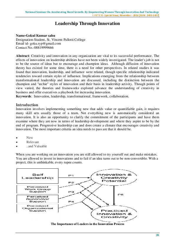(PDF) Leadership Through Innovation