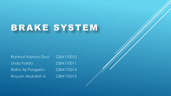 (PPT) BRAKE SYSTEM