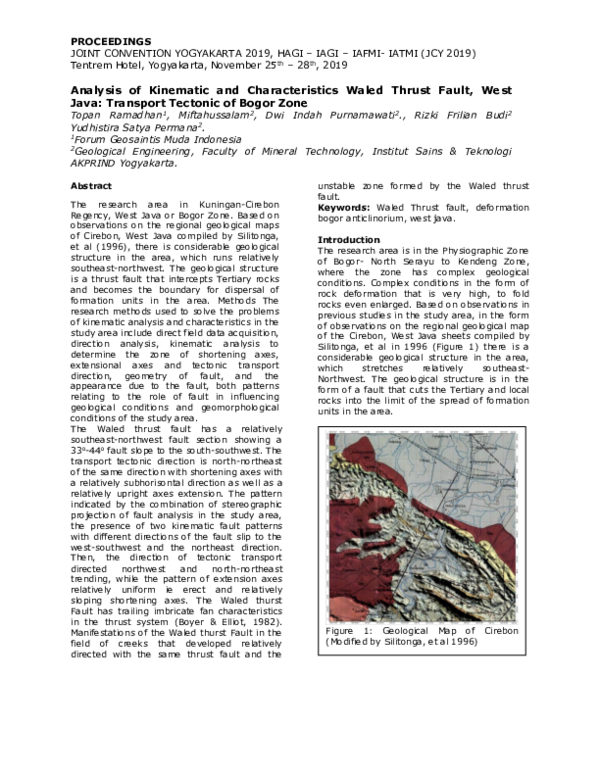 (PDF) Analysis of Kinematic and Characteristics Waled Thrust Fault ...