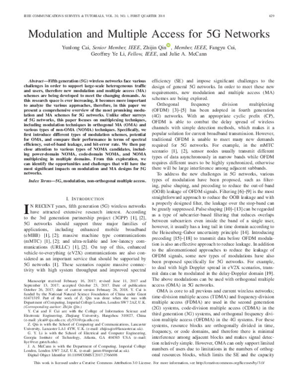 (PDF) Modulation and Multiple Access for 5G Networks