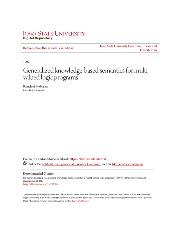 Pdf Generalized Knowledge Based Semantics For Multi Valued Logic Programs