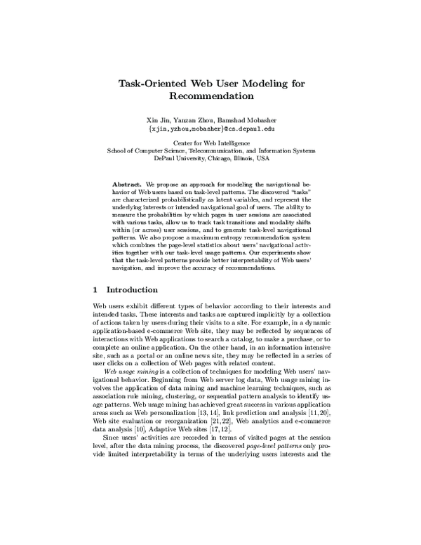 (PDF) Task-Oriented Web User Modeling for Recommendation