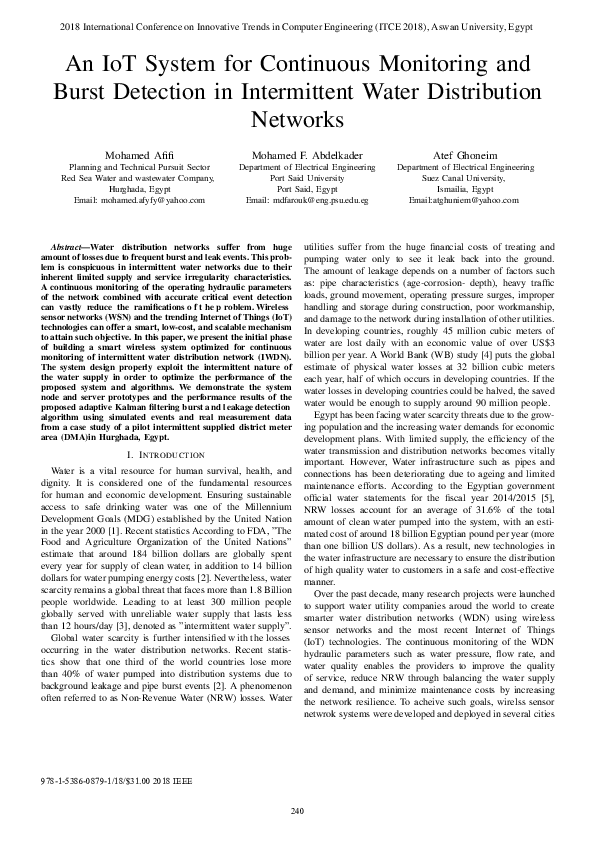 Pdf An Iot System For Continuous Monitoring And Burst Detection In