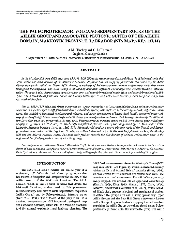 (PDF) THE PALEOPROTEROZOIC VOLCANO-SEDIMENTARY ROCKS OF THE AILLIK ...