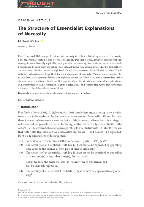 (PDF) The Structure of Essentialist Explanations of Necessity