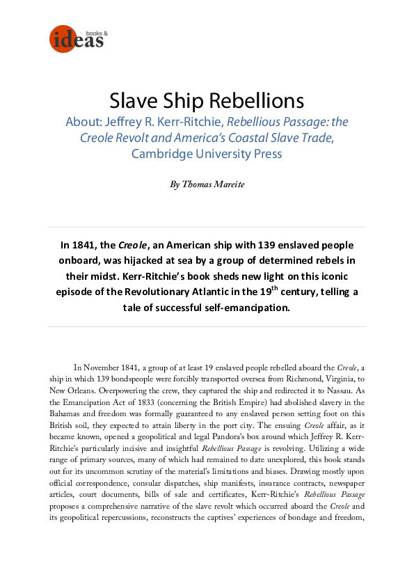 (PDF) [Book Review of:] Jeffrey R. Kerr-Ritchie, Rebellious Passage ...