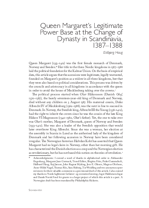 (PDF) Queen Margaret's Legitimate Power Base at the Change of Dynasty ...