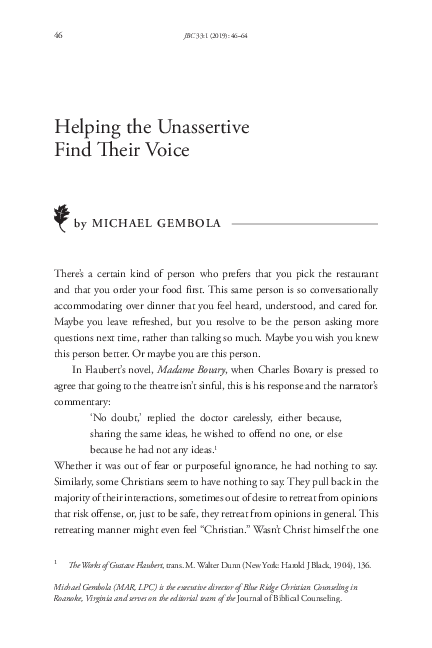 (PDF) Helping the Unassertive Find Their Voice