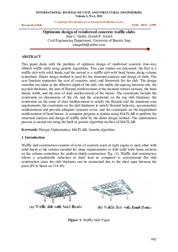 (PDF) Optimum design of reinforced concrete waffle slabs
