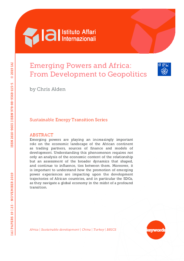(PDF) Emerging Powers and Africa: From Development to Geopolitics