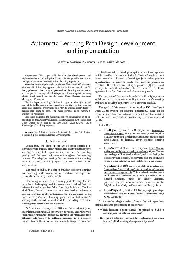 (PDF) Automatic Learning Path Design: development and implementation