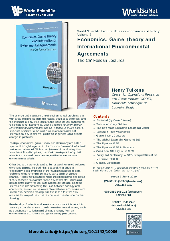 (PDF) Economics, Game Theory and International Environmental Agreements