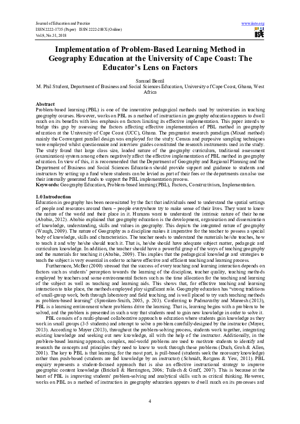 (PDF) Implementation of Problem-Based Learning Method in Geography ...