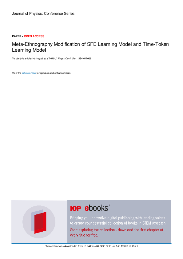 (PDF) Meta-Ethnography Modification of SFE Learning Model and Time ...