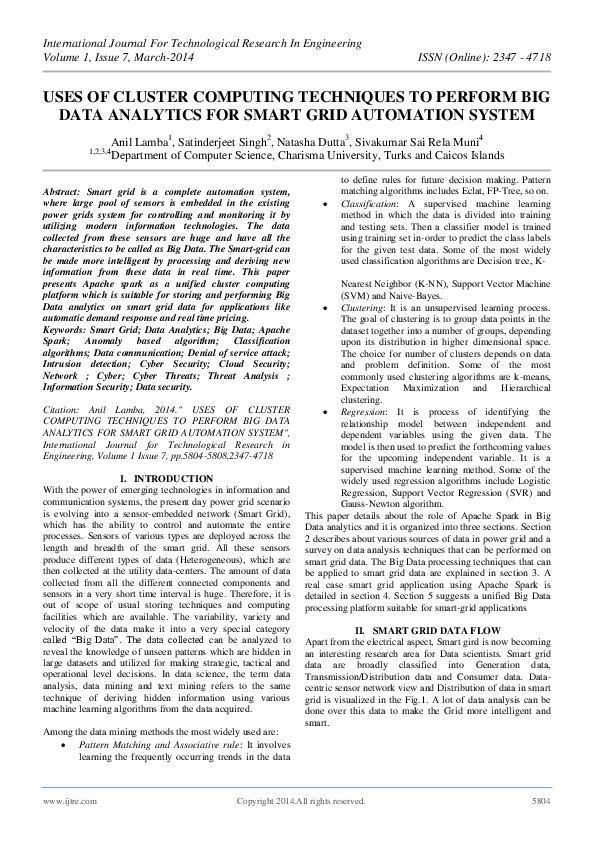 (PDF) USES OF CLUSTER COMPUTING TECHNIQUES TO PERFORM BIG DATA ...