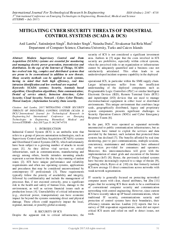 (PDF) MITIGATING CYBER SECURITY THREATS OF INDUSTRIAL CONTROL SYSTEMS ...