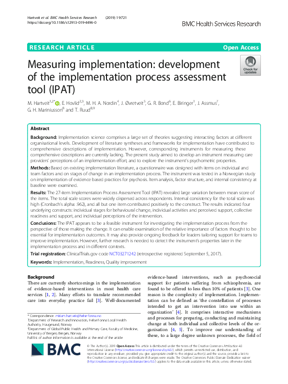 (PDF) Measuring implementation: development of the implementation ...