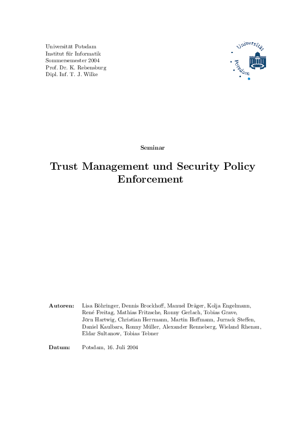 (PDF) Trust Management und Security Policy Enforcement