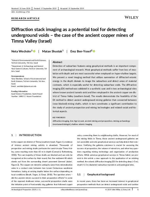 (PDF) Diffraction stack imaging as a potential tool for detecting underground voids – the case ...