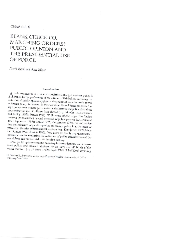 (PDF) Blank check marching orders? public opinion and the presidential ...