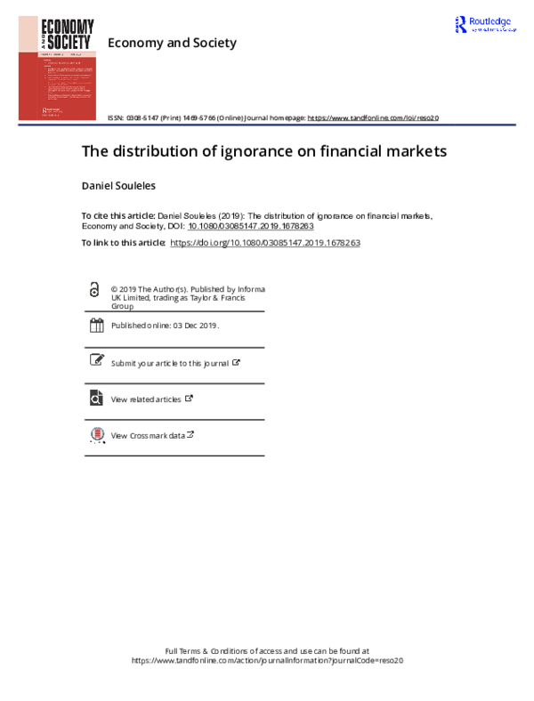 (PDF) The distribution of ignorance on financial markets