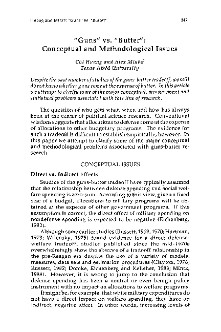 (PDF) "Guns" vs. "Butter": Conceptual and Methodological Issues