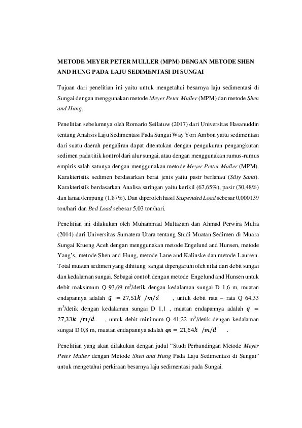 (PDF) Metode Meyer Peter Muller MPM dengan Metode Shen and Hung20191204 ...