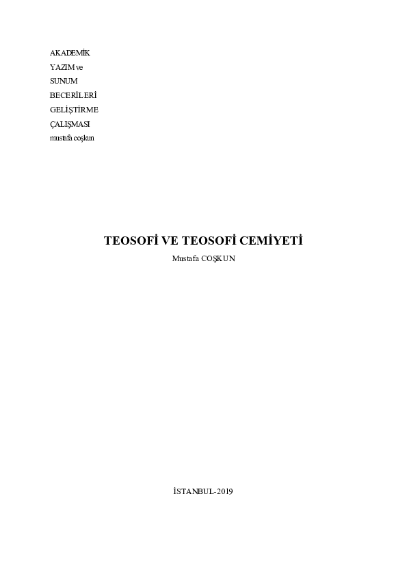 (PDF) TEOSOFİ VE TEOSOFİ CEMİYETİ