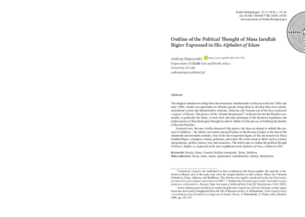 (PDF) Outline of the political thought of Musa Jarullah Bigiev ...