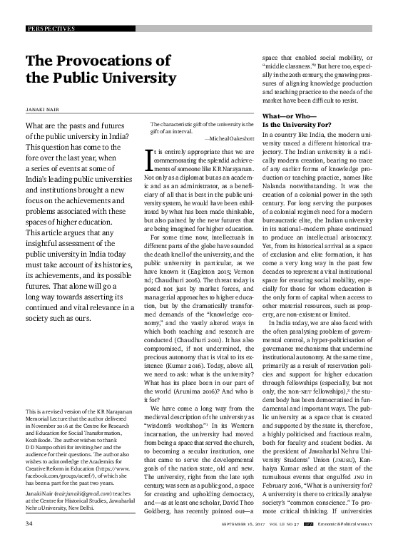 (PDF) The Provocations of the Public University