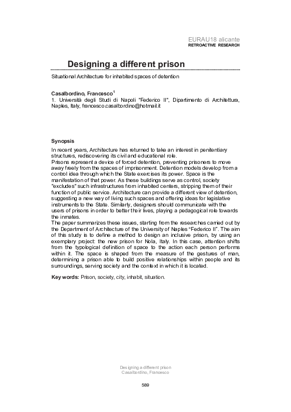 (PDF) Designing a different prison: situational Architecture for ...