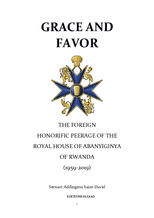 (PDF) BOOK: Grace and Favor: The Foreign Honorific Peerage of the Royal ...