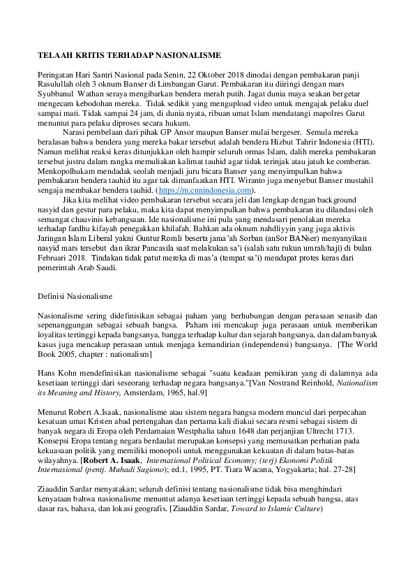 (DOC) TELAAH KRITIS TERHADAP NASIONALISME | Raden Mas Cahyo Subroto ...