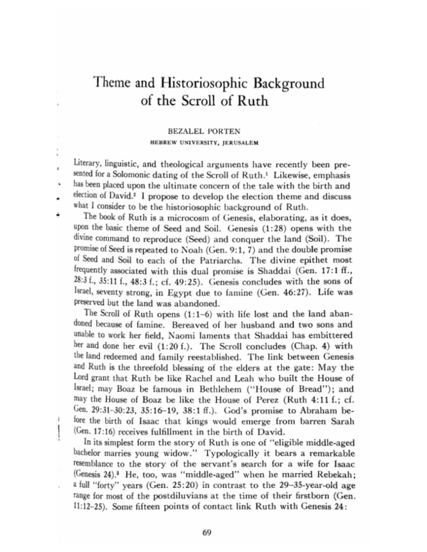 (PDF) Theme and Historiosophic Background of the Scroll of Ruth