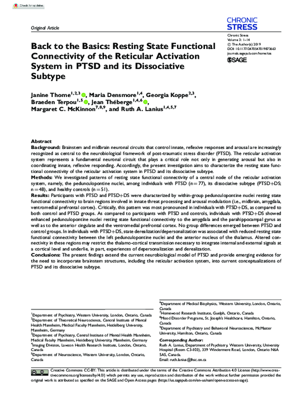 (PDF) Back to the Basics: Resting State Functional Connectivity of the Reticular Activation ...