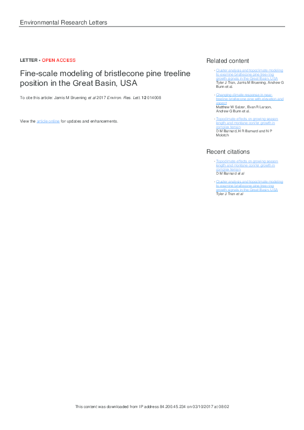(PDF) Fine-scale modeling of bristlecone pine treeline position in the ...