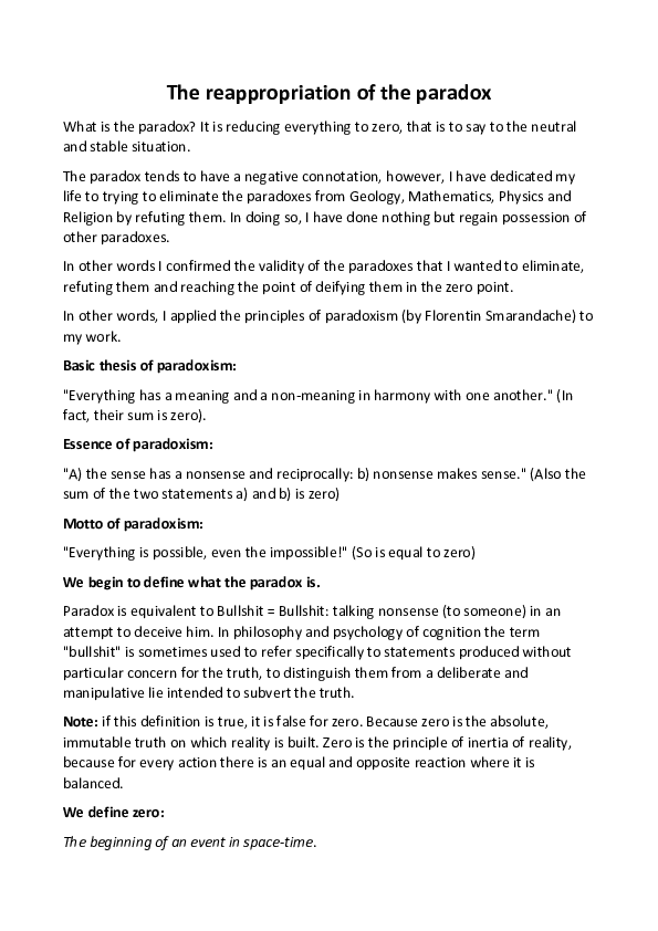 (PDF) The reappropriation of the paradox