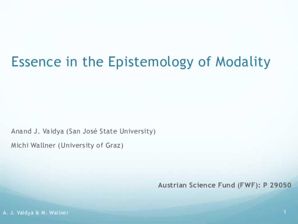 (PDF) Essence in the Epistemology of Modality