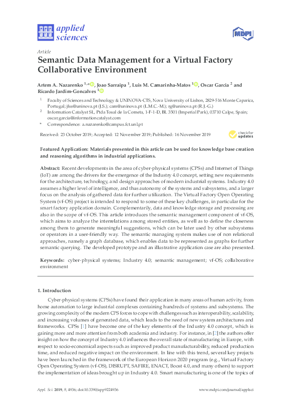 (PDF) Semantic Data Management for a Virtual Factory Collaborative Environment