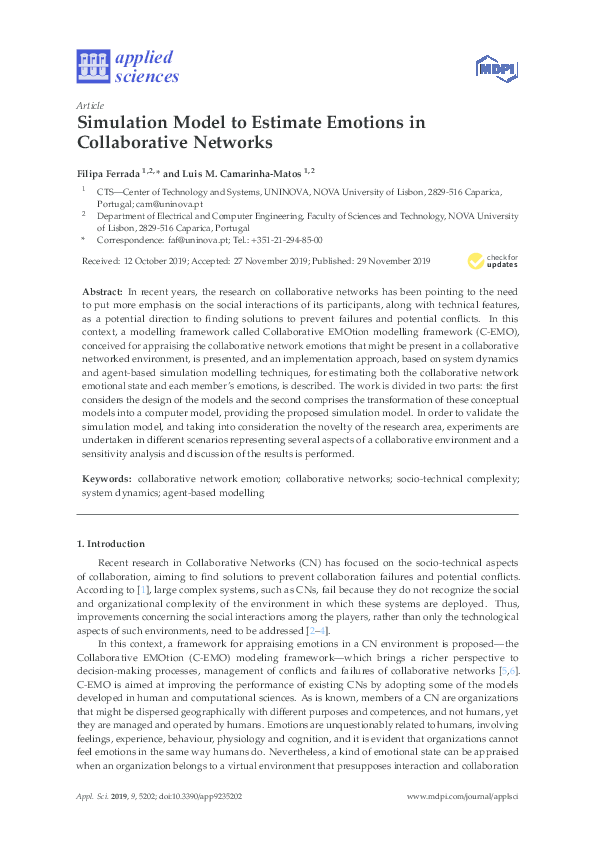 (PDF) Simulation Model to Estimate Emotions in Collaborative Networks