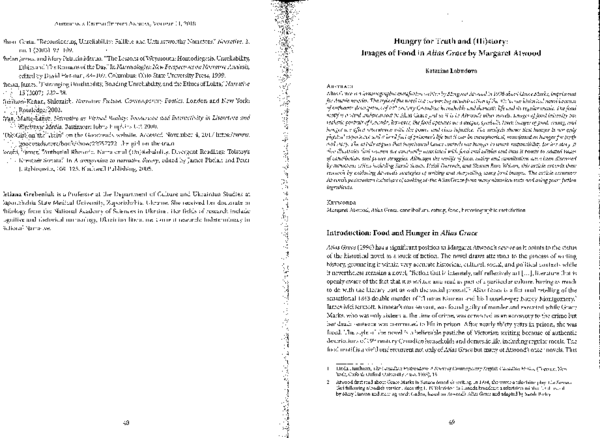 (PDF) Hungry for Truth and (Hi)story: Images of Food in Alias Grace by ...