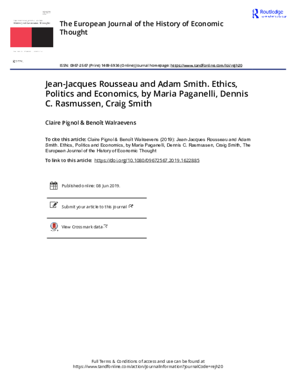 (PDF) Book Review of Jean-Jacques Rousseau and Adam Smith. Ethics ...