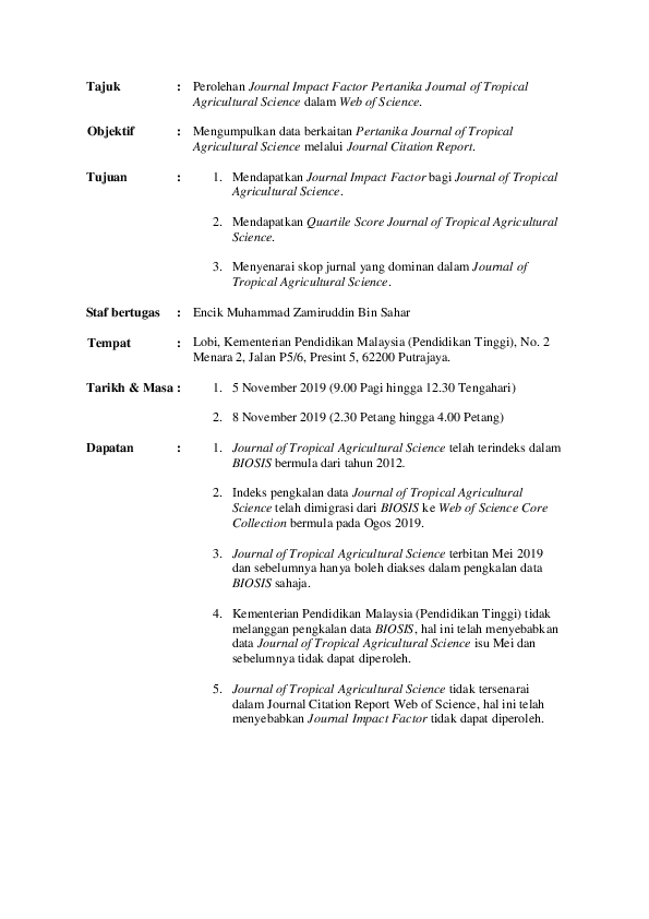 (DOC) Laporan Kajian Journal Impact Factor
