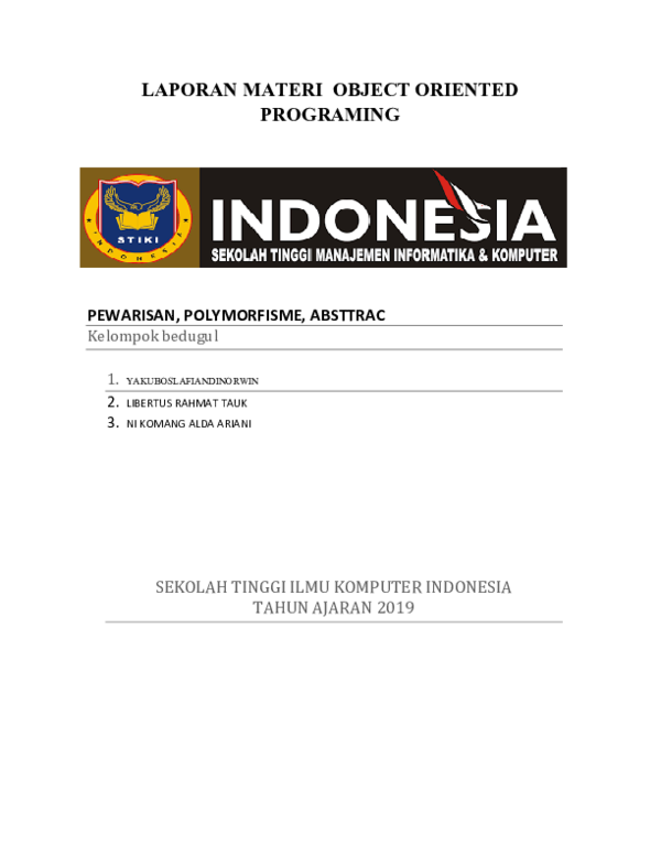(PDF) LAPORAN MATERI OBJECT ORIENTED PROGRAMING