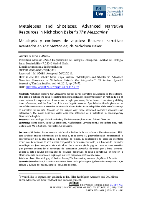 (PDF) Metalepses and Shoelaces: Advanced Narrative Resources in ...