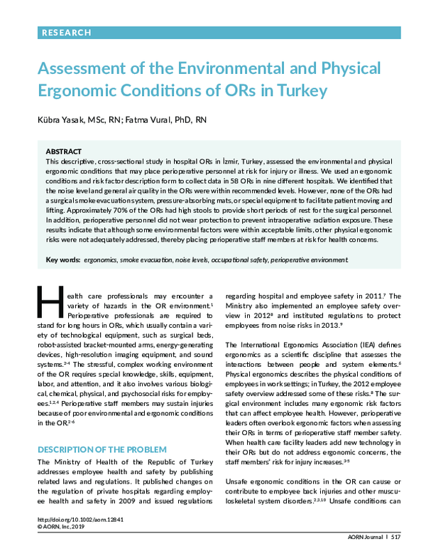 (PDF) Assessment of the Environmental and Physical Ergonomic Conditions ...