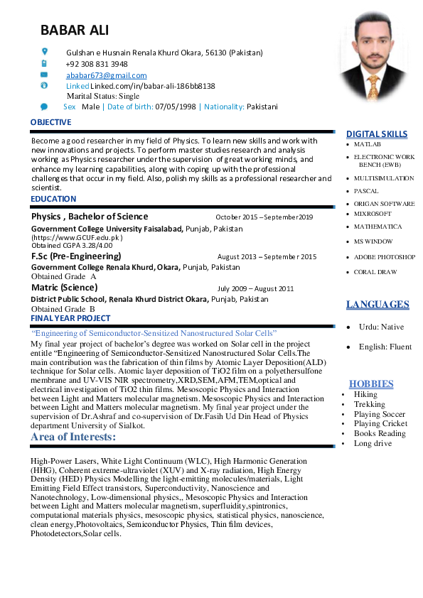 (PDF) BABAR ALI | Babar Ali - Academia.edu