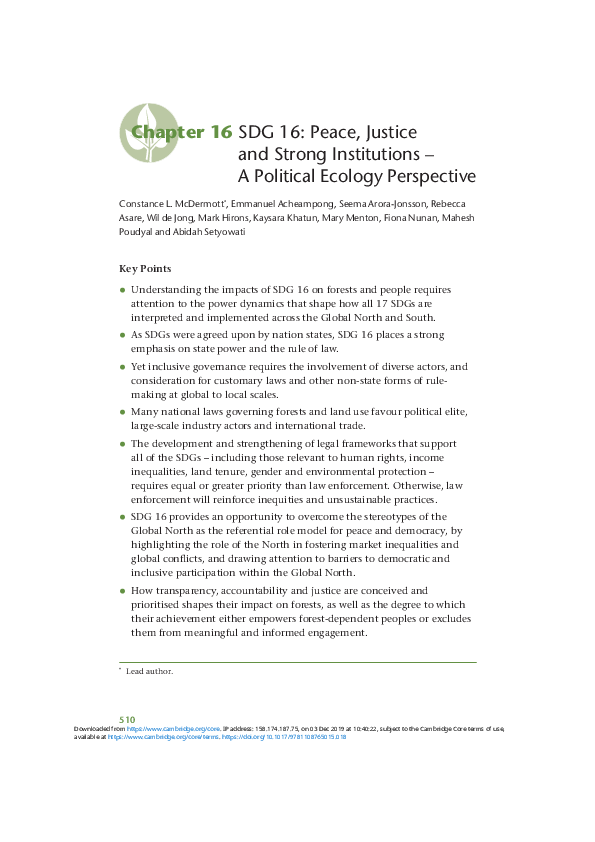 (PDF) Chapter 16 SDG 16: Peace, Justice and Strong Institutions - A ...