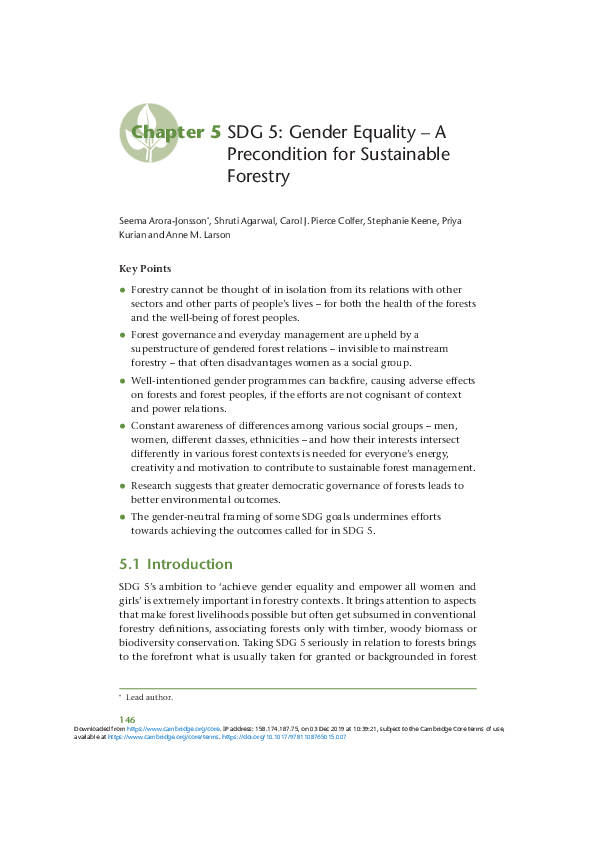 (PDF) Chapter 5 SDG 5: Gender Equality -A Precondition for Sustainable ...